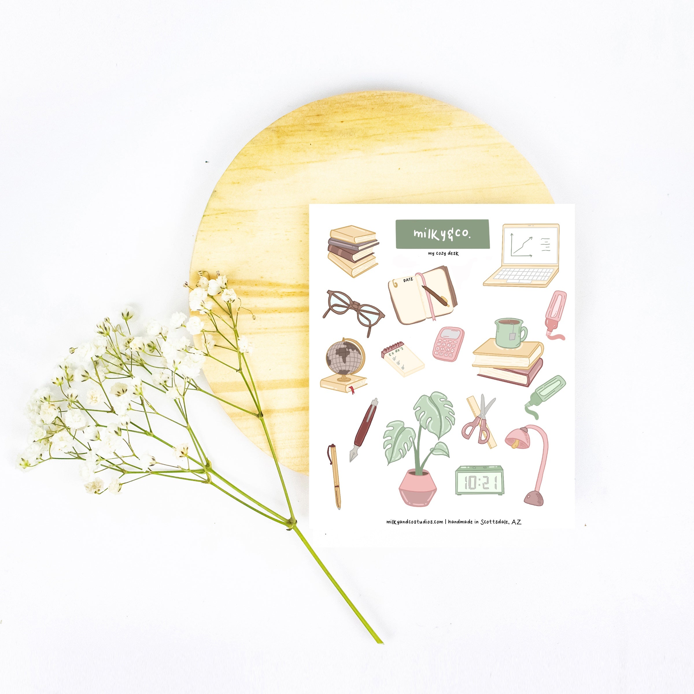 My Cozy Desk Sticker Sheet – Milky and Co. Studios