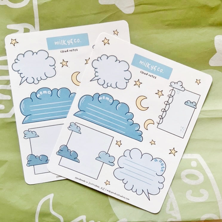 Cloud Notes Sticker Sheet – Milky and Co. Studios