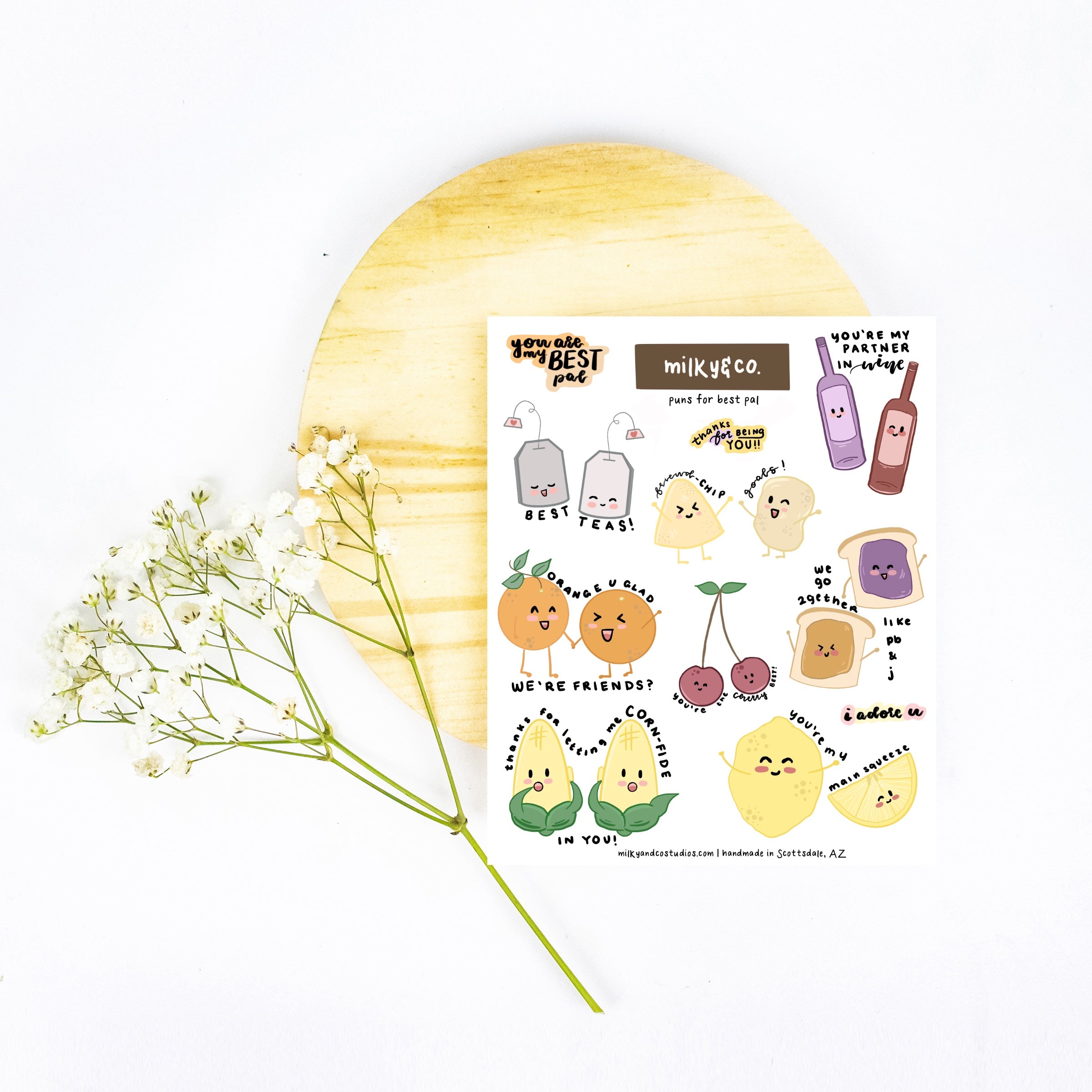 Puns for My Best Pal Sticker Sheet – Milky and Co. Studios