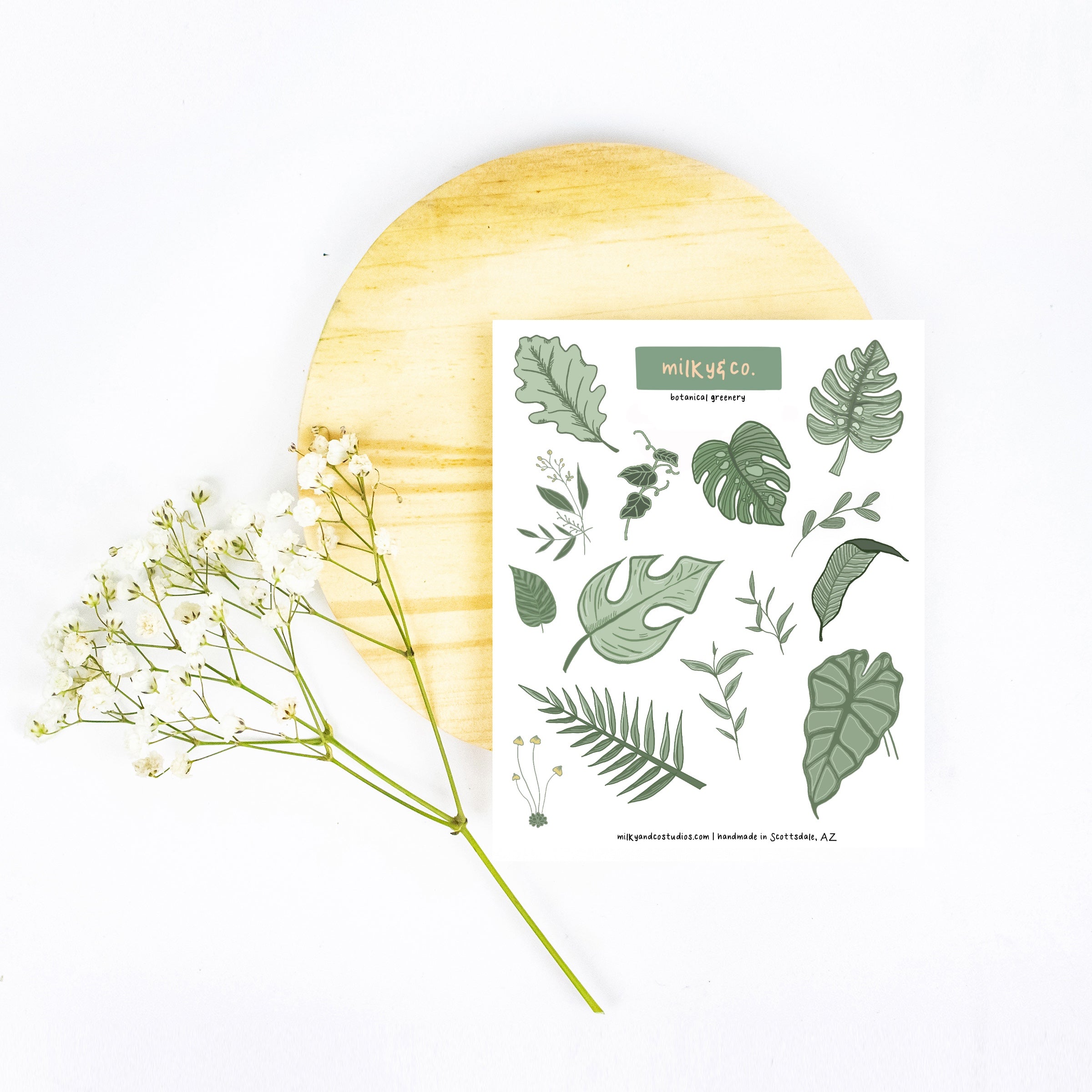 Botanical Greenery Sticker Sheet – Milky and Co. Studios