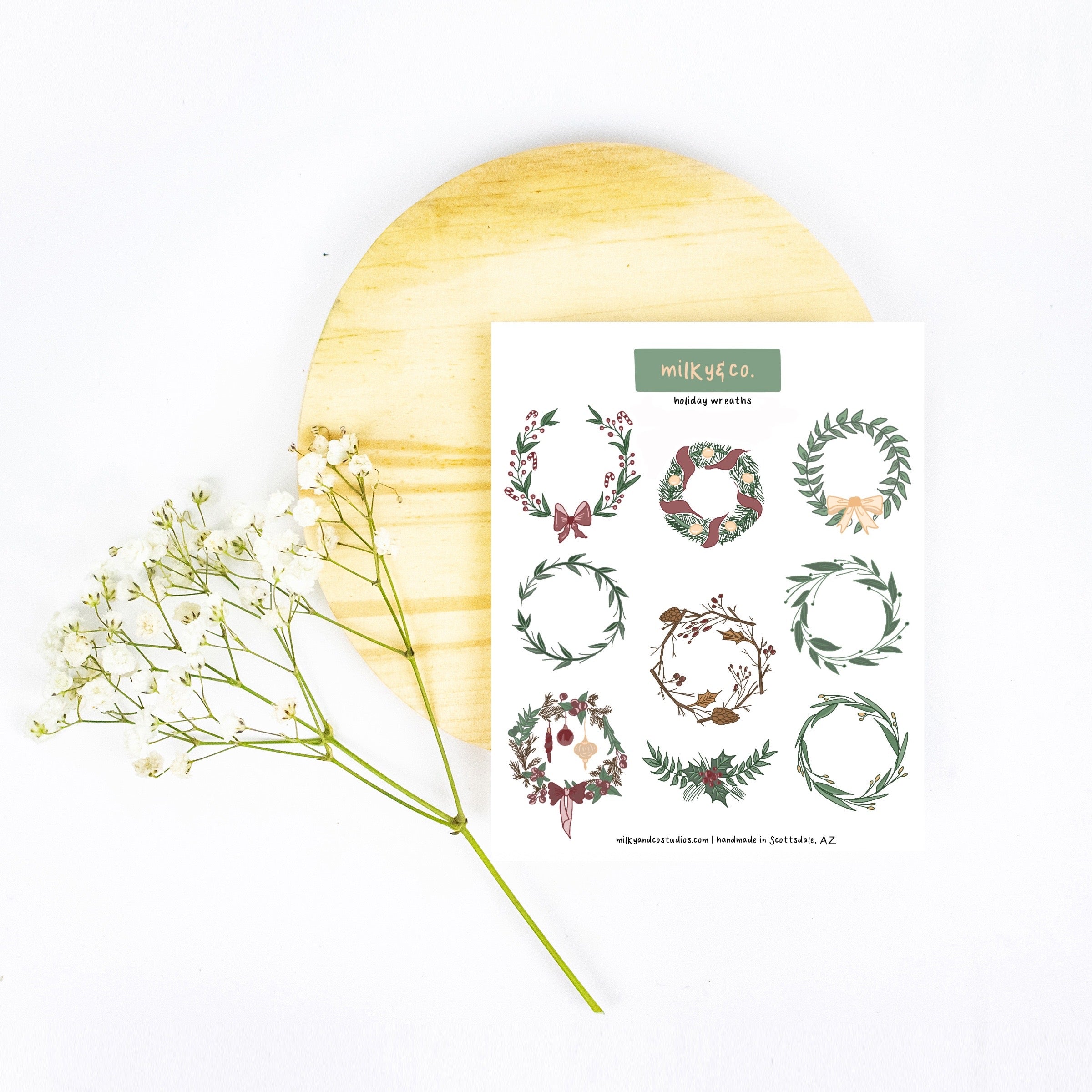 Holiday Wreaths Sticker Sheet – Milky and Co. Studios
