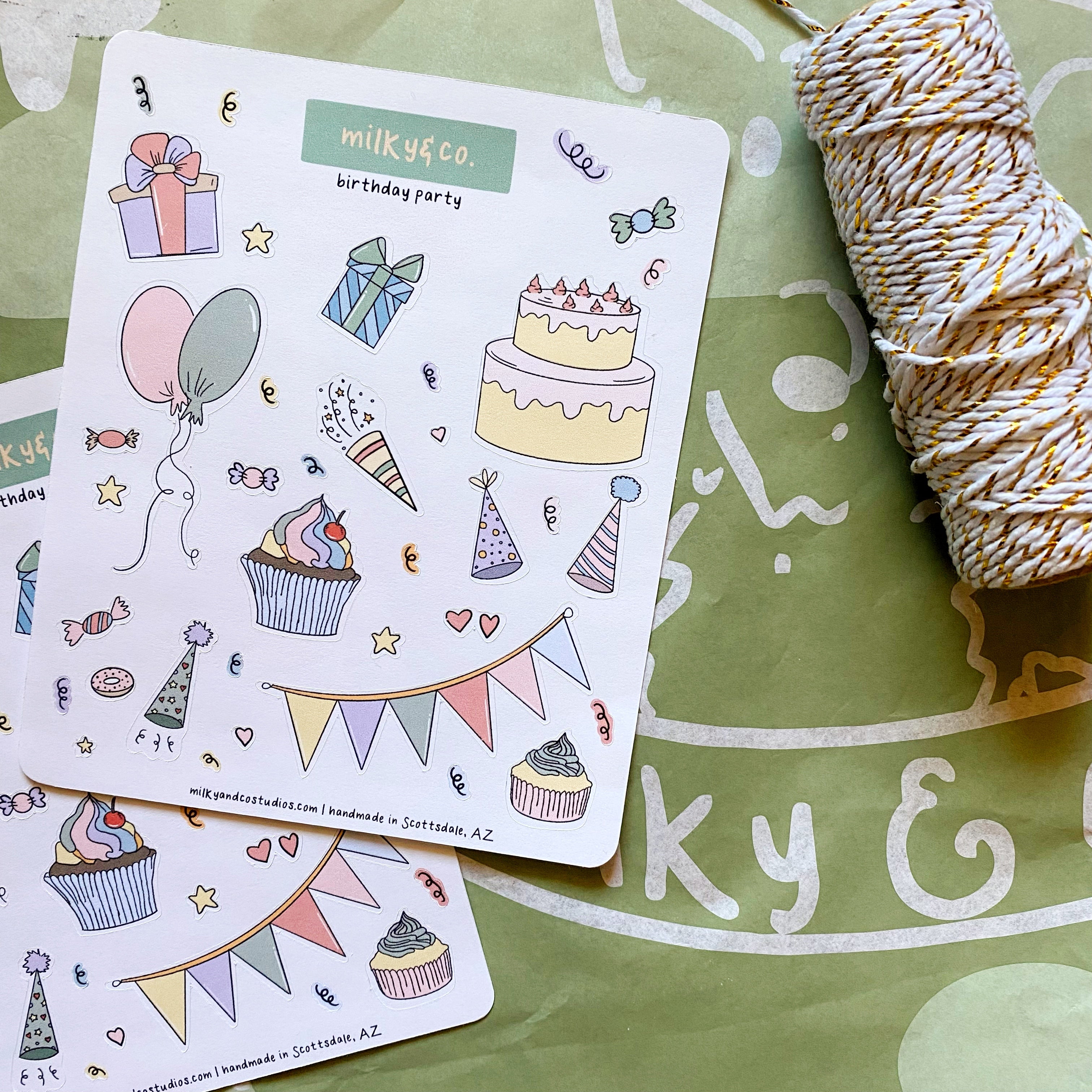 Birthday Party Sticker Sheet – Milky and Co. Studios