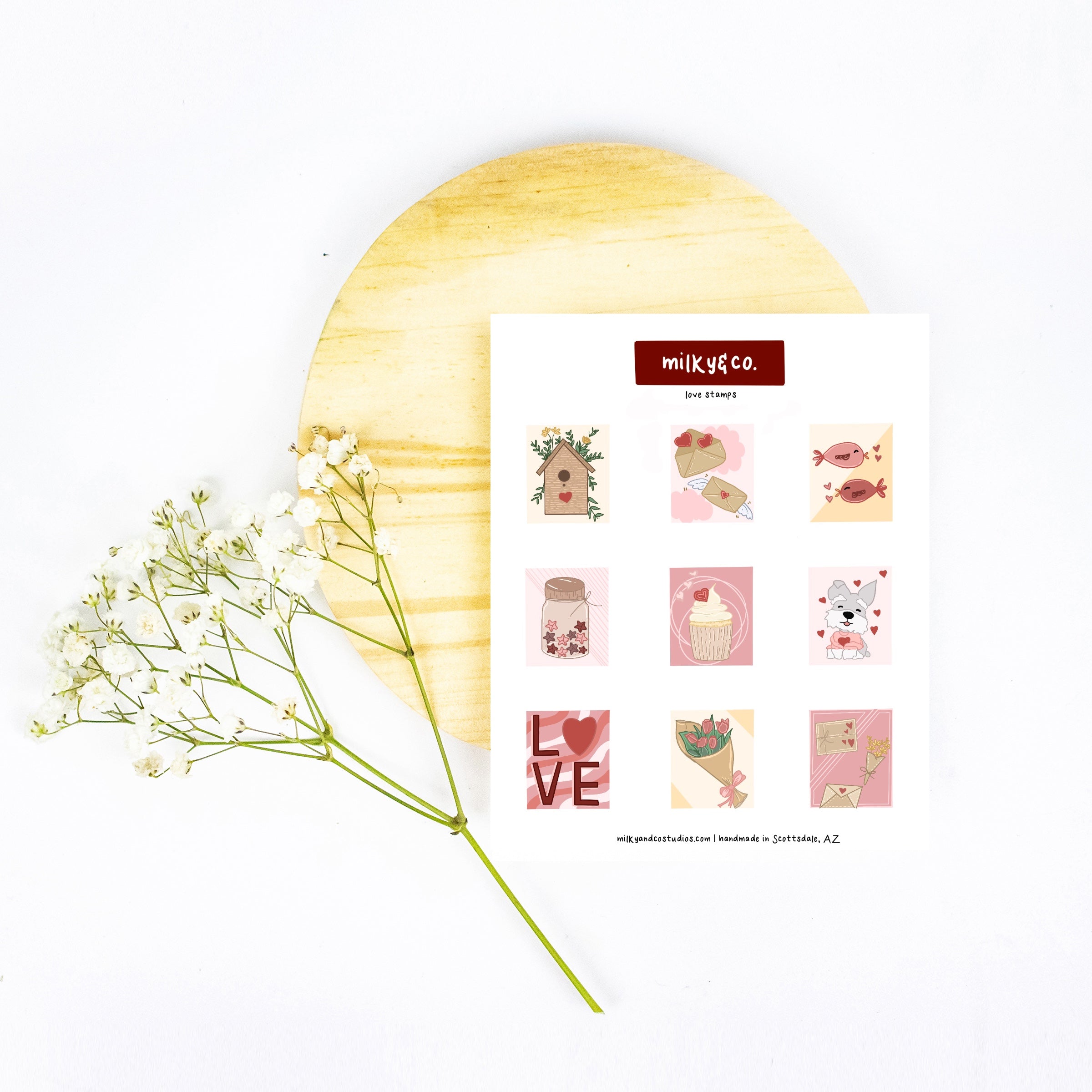 Love Stamps Sticker Sheet – Milky and Co. Studios